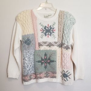 Classic Elements | Sweaters | Vintage Handknitted Pastel Patchwork ...